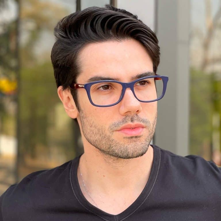 Óculos de Grau Masculino Retangular em Acetato Azul Sérgio - Safine