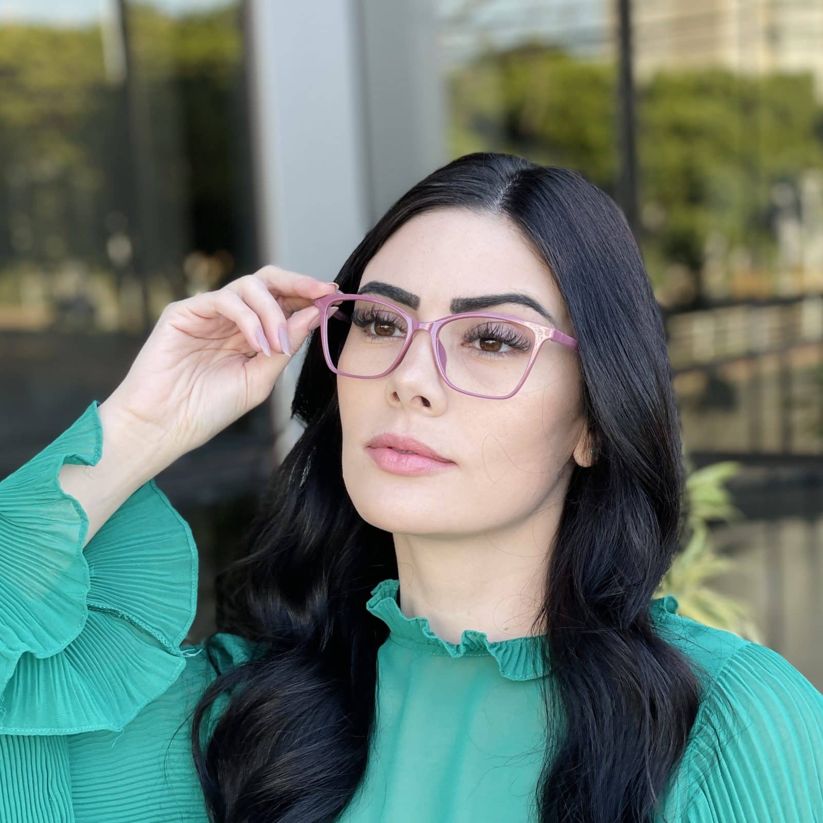 Óculos 3 em 1 Clip-On Retangular Rosa Vivi - Safine Óculos
