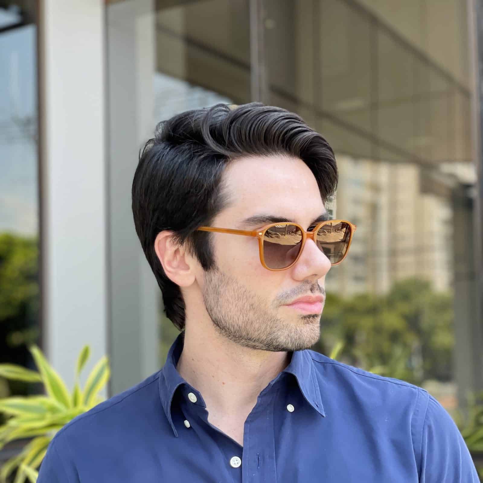 Óculos de Sol Masculino Quadrado Caramelo Alisson - Safine