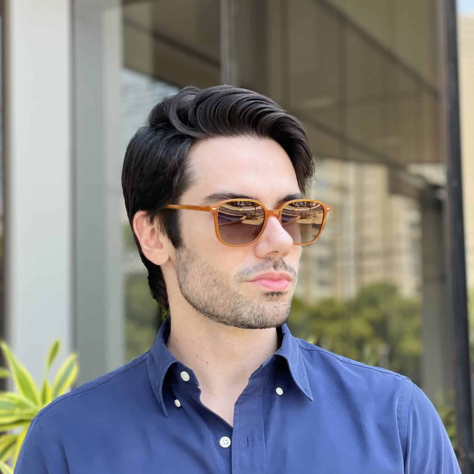 Óculos de Sol Masculino Quadrado Caramelo Alisson - Safine