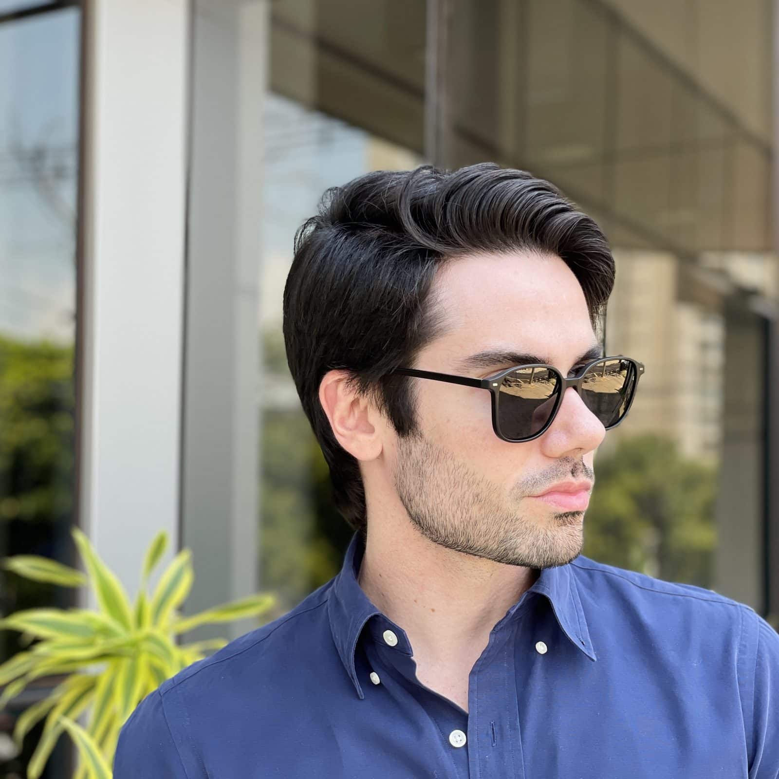 Óculos de Sol Masculino Quadrado Preto Alisson - Safine