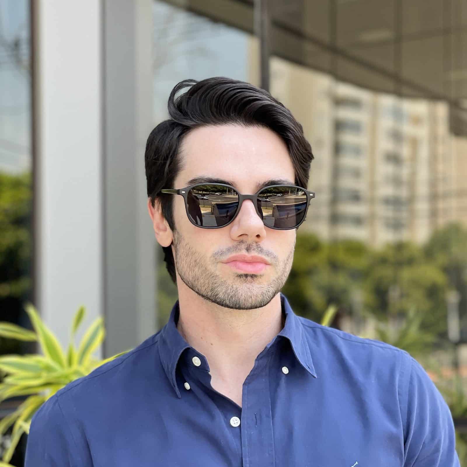 Óculos de Sol Masculino Quadrado Preto Alisson - Safine