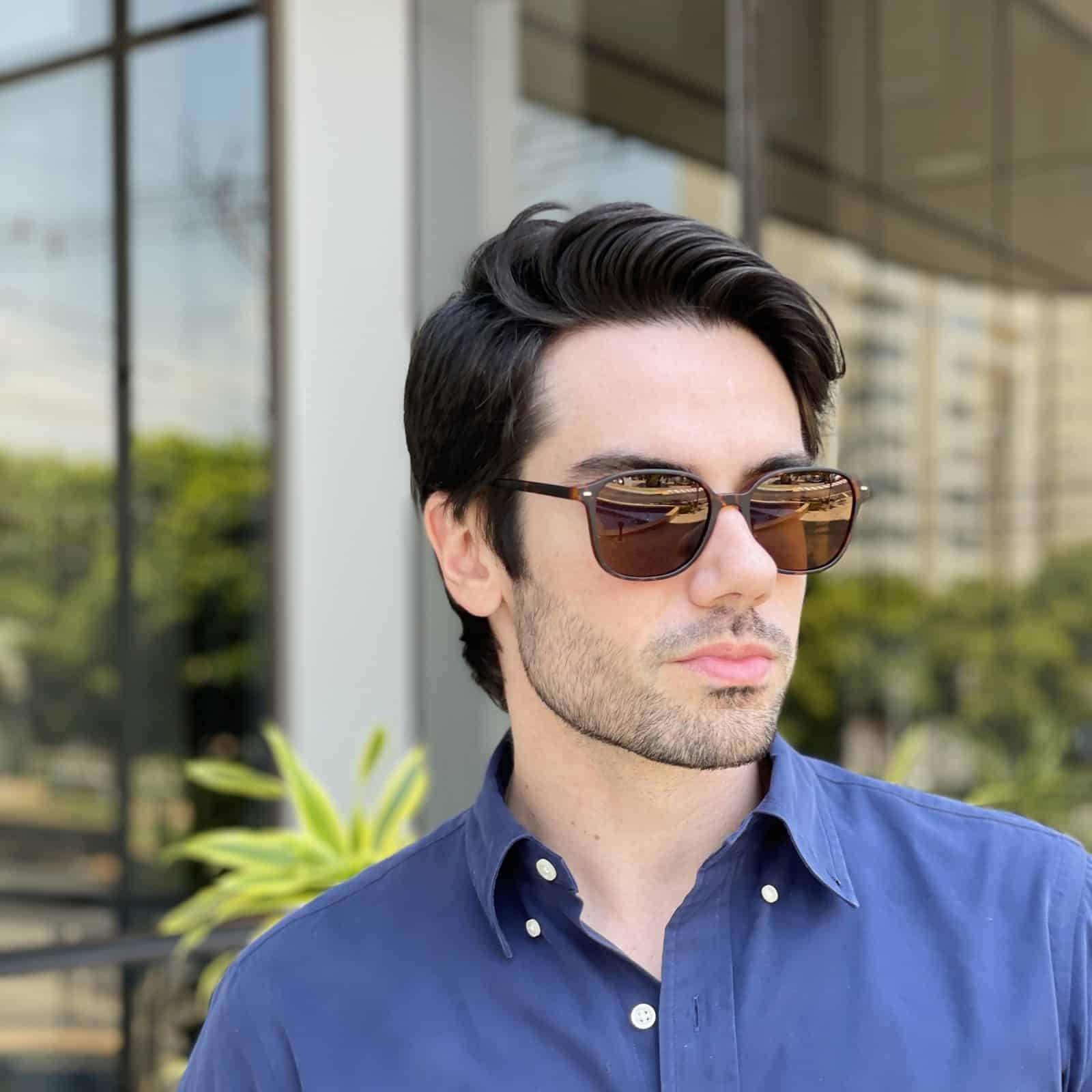 Óculos de Sol Masculino Quadrado Tartaruga Alisson - Safine