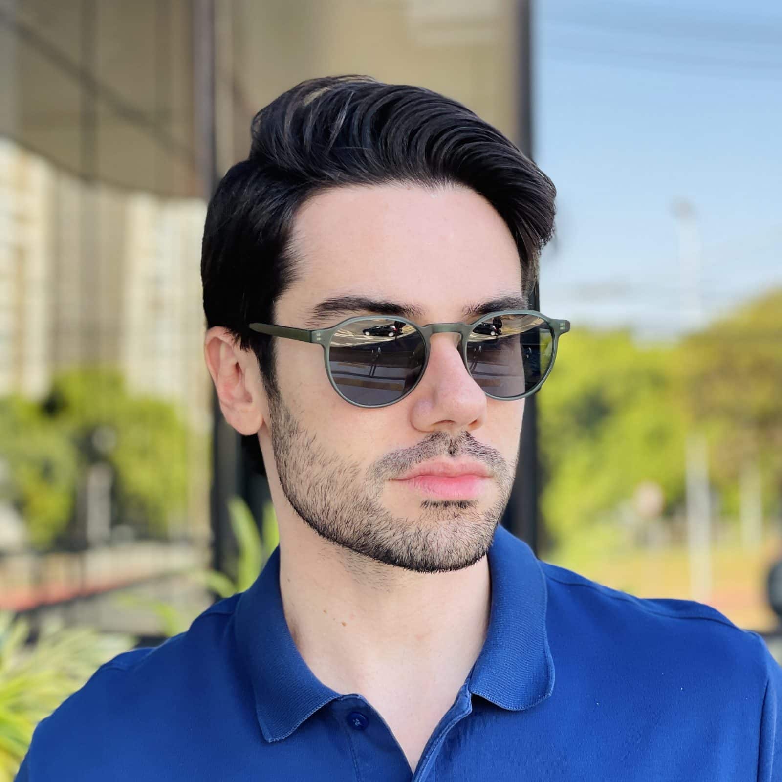 Óculos de Sol Masculino Redondo Verde Xavier - Safine