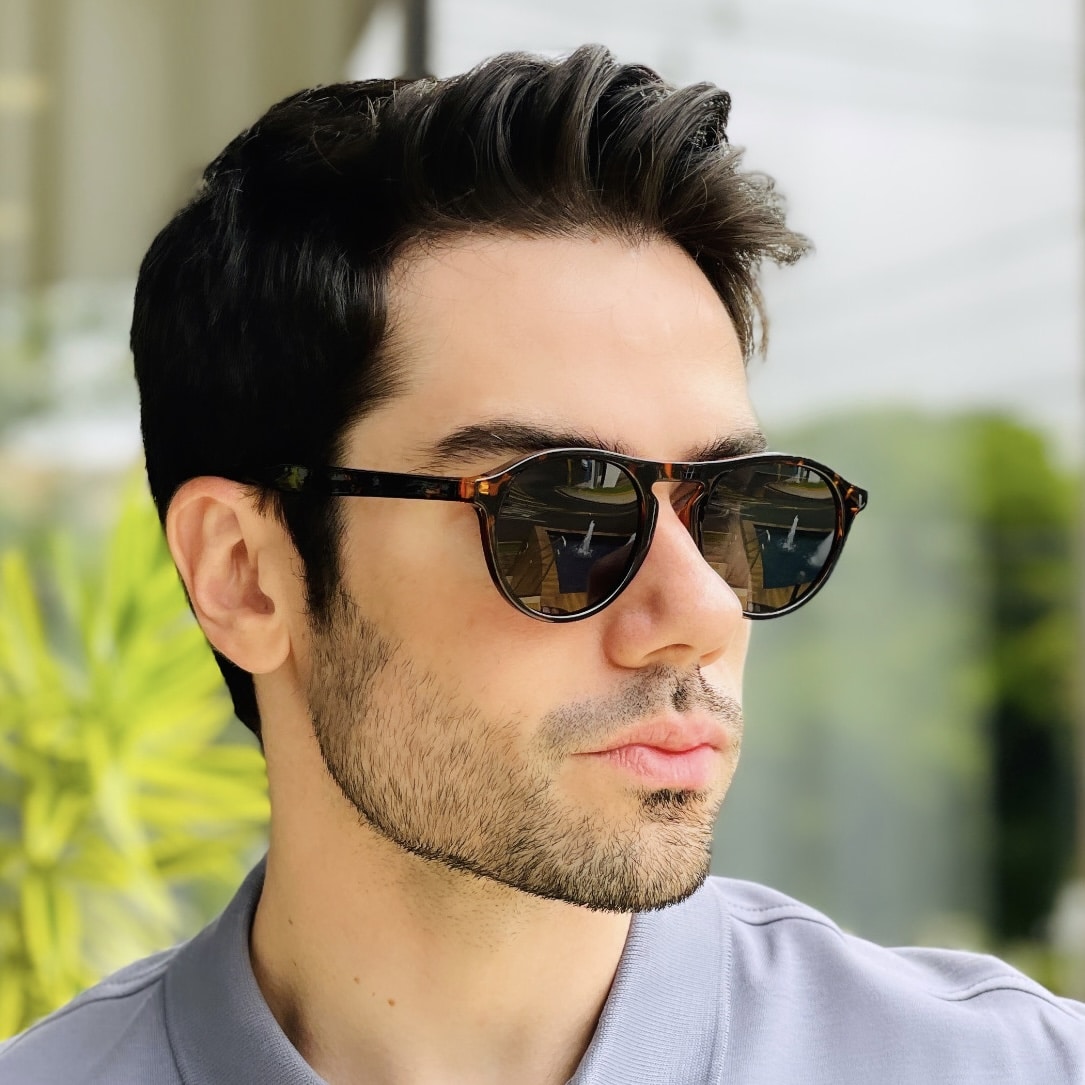 Óculos de Sol Masculino Redondo Tartaruga Isaac - Safine