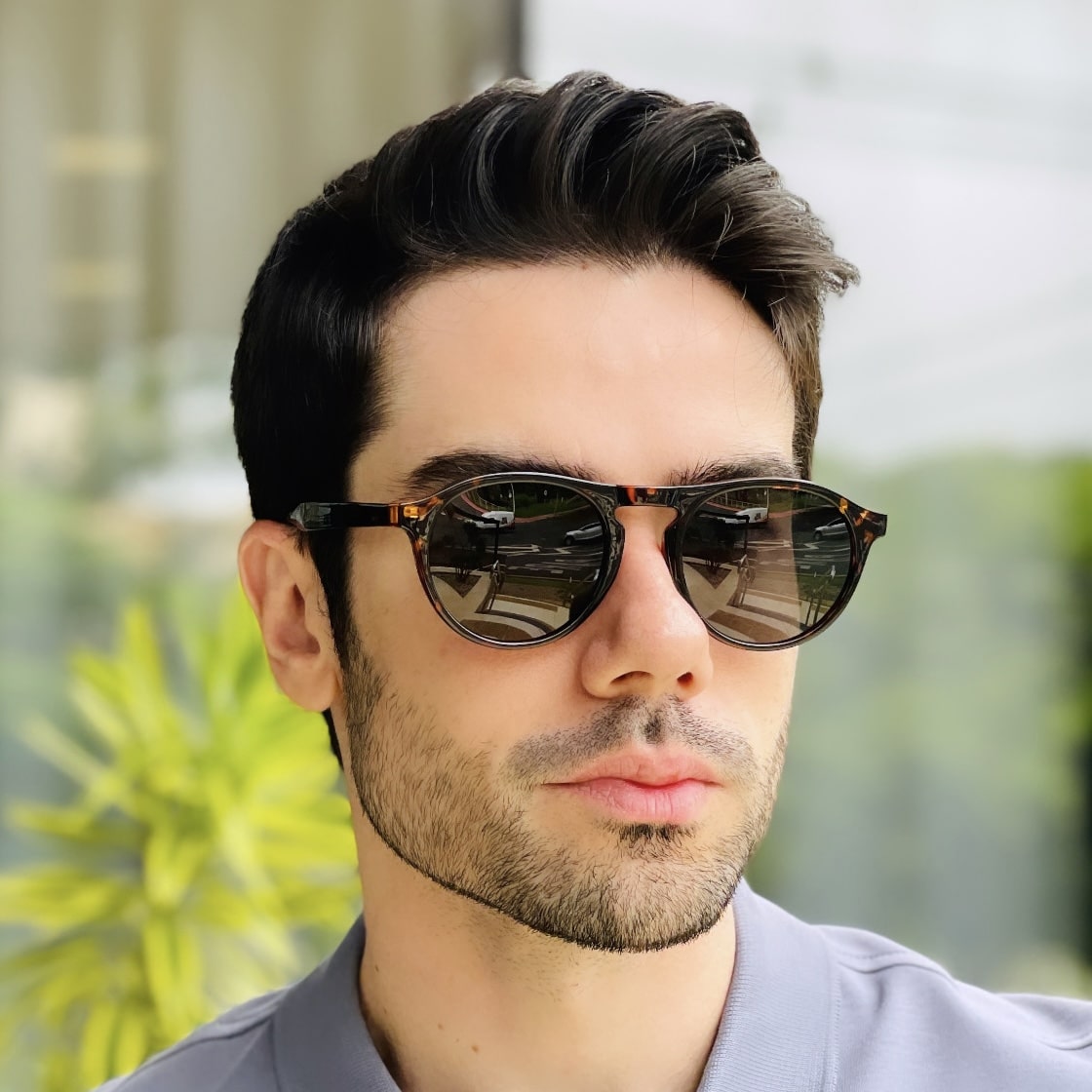 Óculos de Sol Masculino Redondo Tartaruga Isaac - Safine